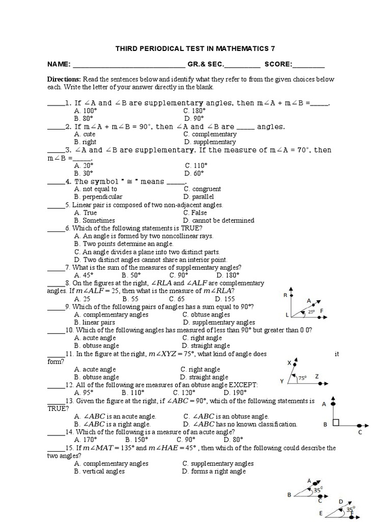 PT g7 Mathematics | PDF | Circle | Perpendicular