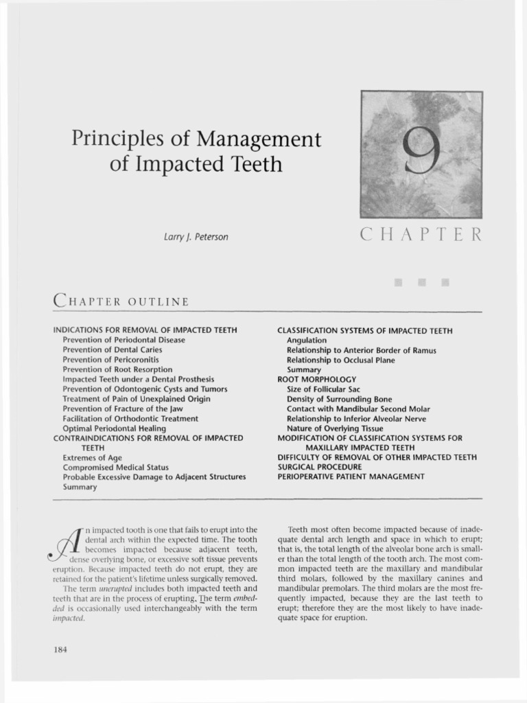Principles of Management of Impacted Teeth: Larry | PDF ...