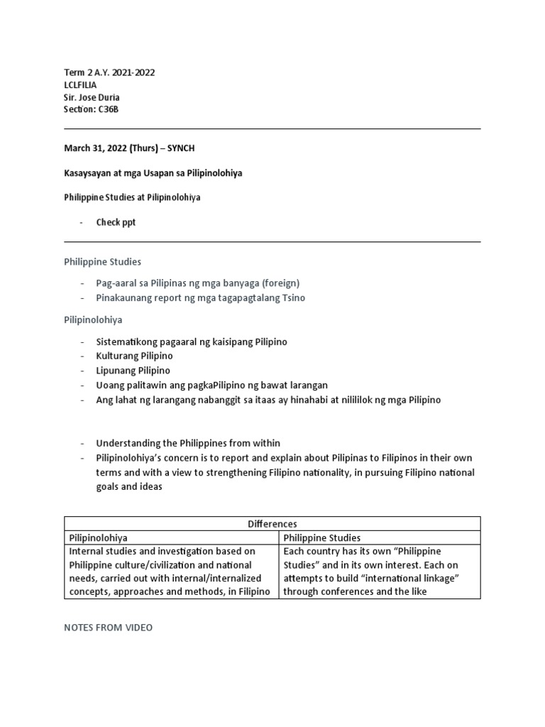 Philippine Studies - Pag-Aaral Sa Pilipinas NG Mga Banyaga (Foreign ...