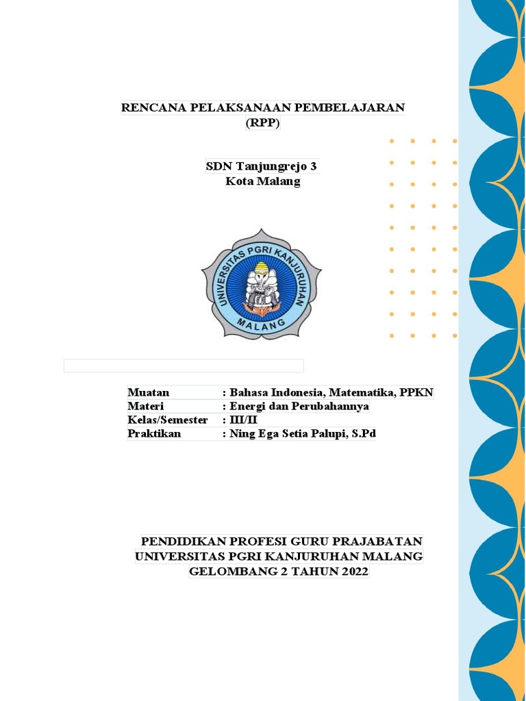 RPP Kelas 3 Siklus 1 | PDF