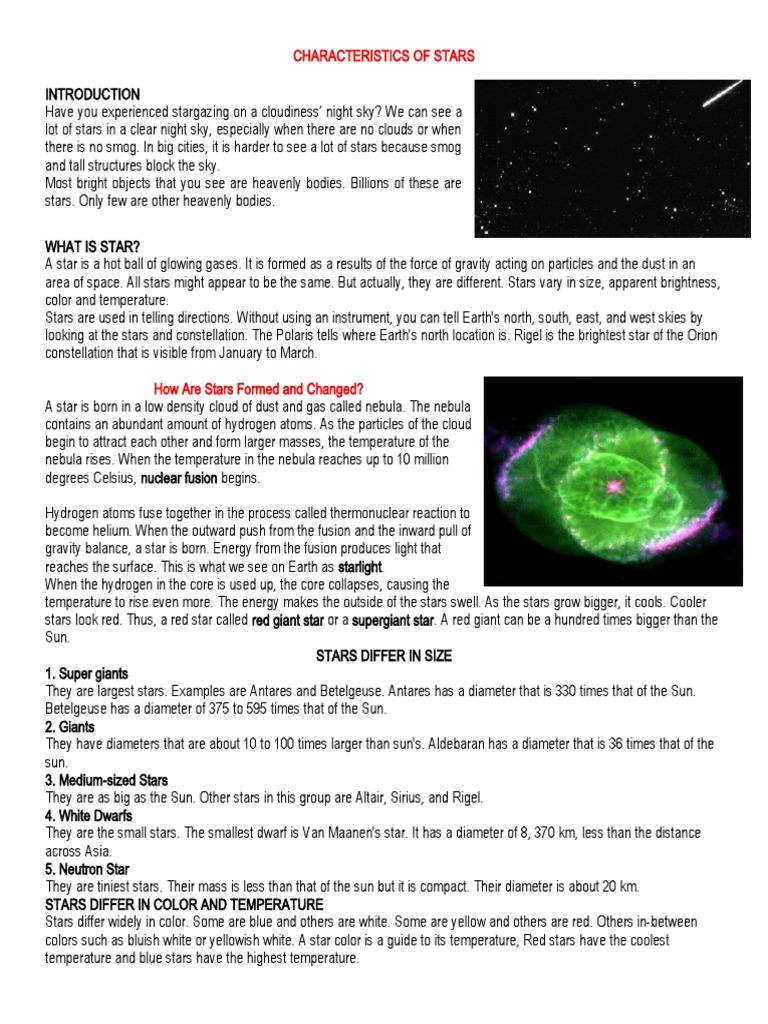 Characteristics of Stars | Download Free PDF | Stars | Apparent Magnitude