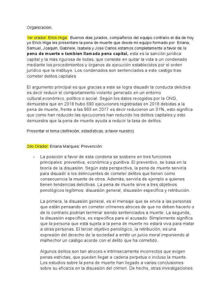 Argumentos a Favor de la Pena de Muerte | PDF | Pena capital | Castigos