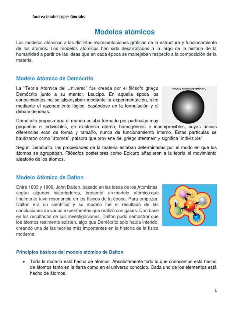 Modelos Atómicos: Modelo Atómico de Demócrito | PDF | Átomos | Núcleo ...