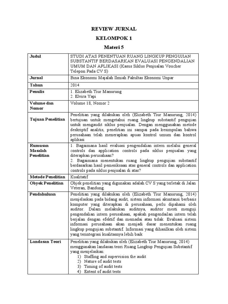 REVIEW JURNAL AUDITING MATERI Kelima | PDF
