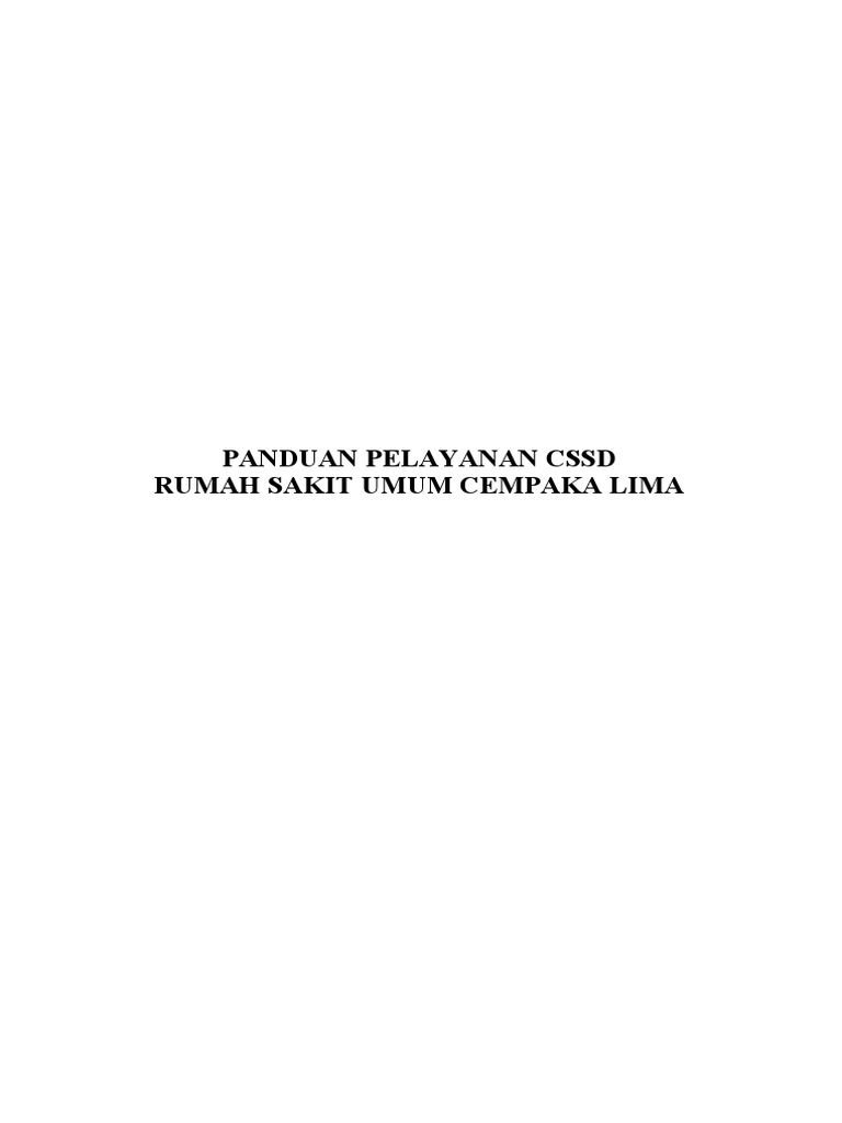 Panduan Pelayanan CSSD | PDF