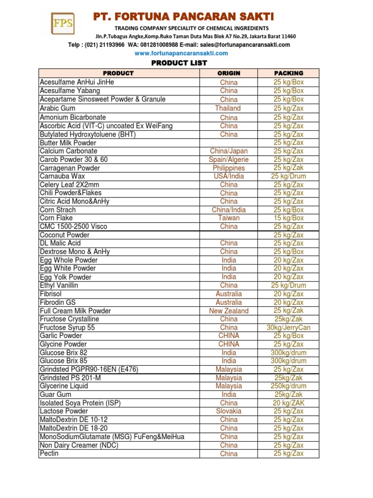 Product List | PDF | Chemical Compounds | Chemical Substances