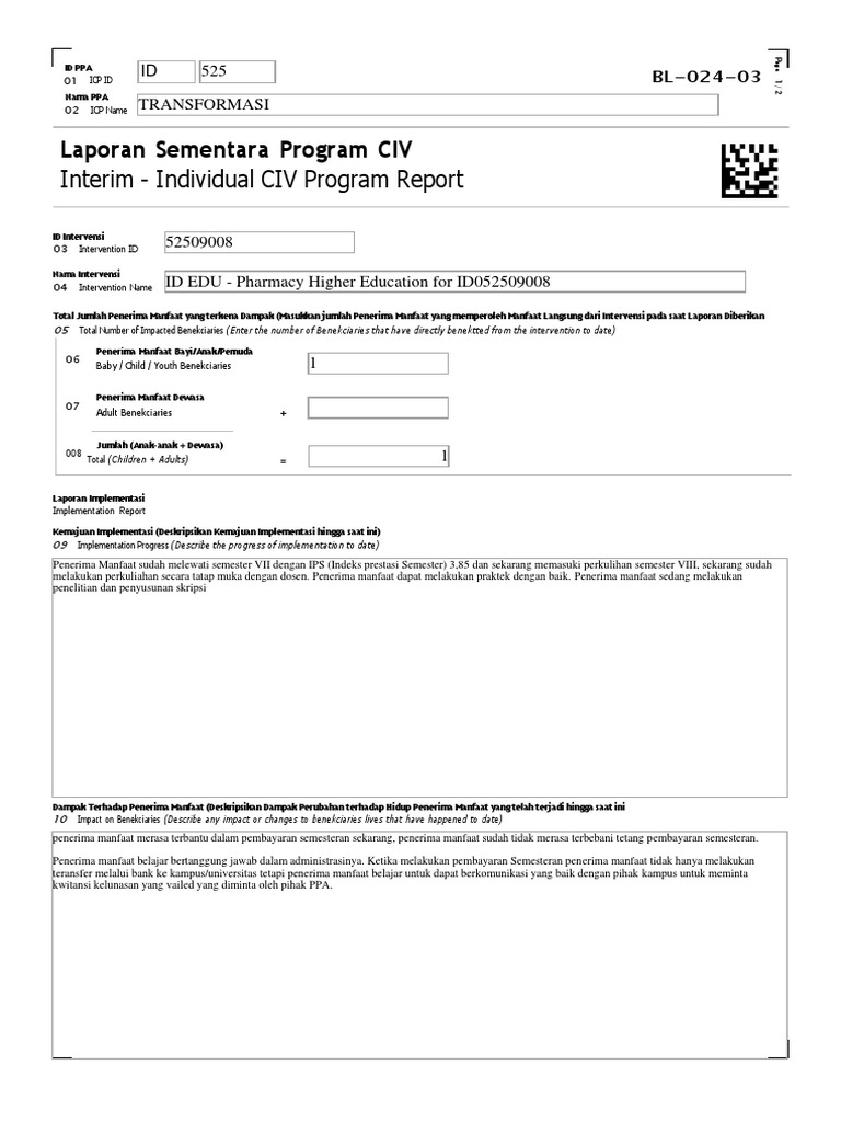 BL-024-03 - Laporan Sementara - Program - CIV - A4 - Indonesia - PDF - Fillabled Revisi | PDF
