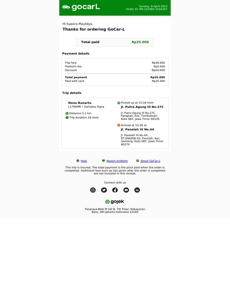 GoCar-L Ride Receipt | PDF