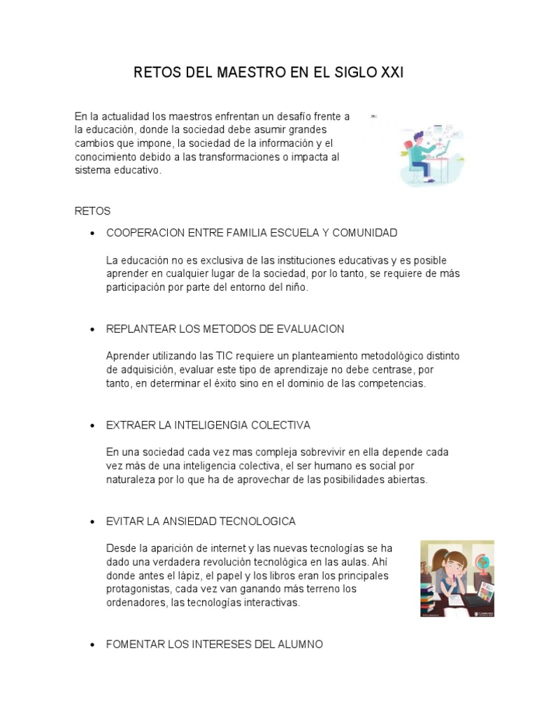 Retos Del Maestro en El Siglo Xxi | PDF | Aprendizaje | Sociedad