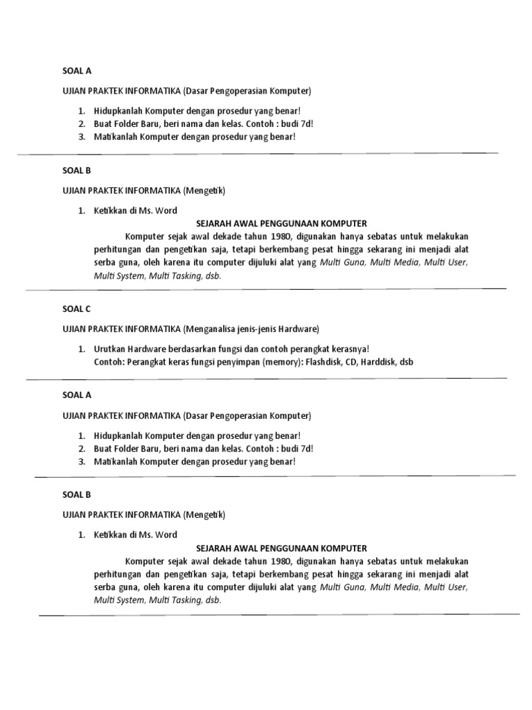 SOAL PRAKTEK TIK 2023 | PDF