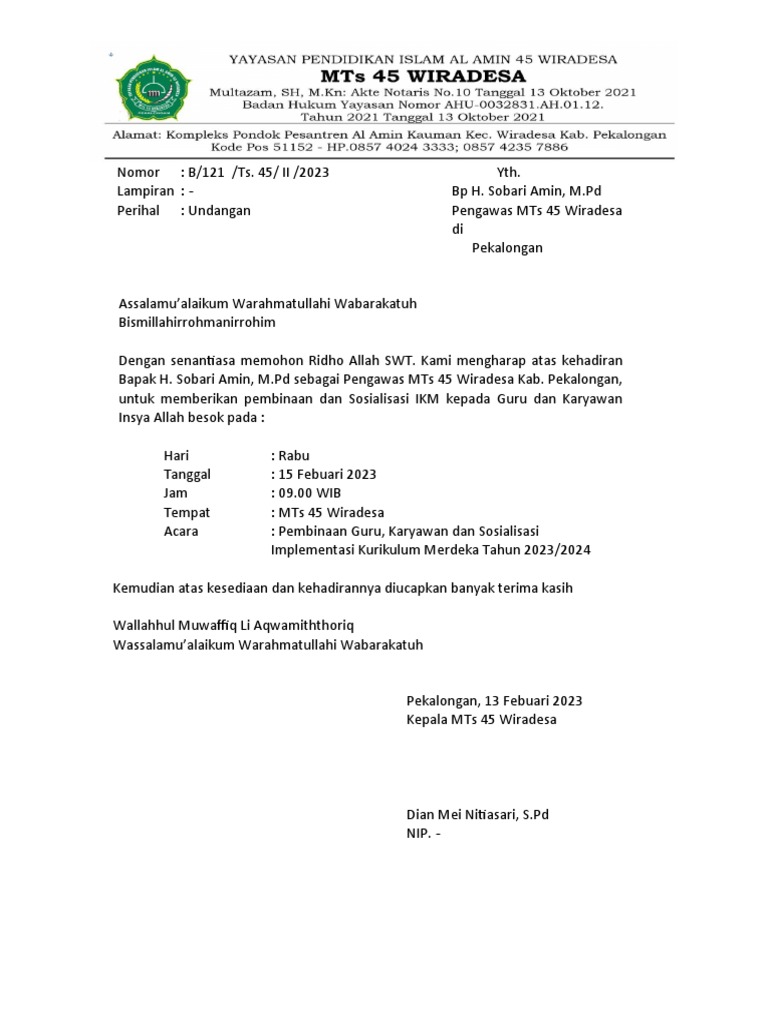 Surat Undangan Pembinaan | PDF