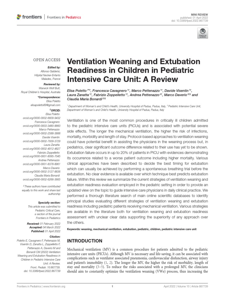 Vent Weaning Ped22 | PDF | Intensive Care Medicine | Breathing