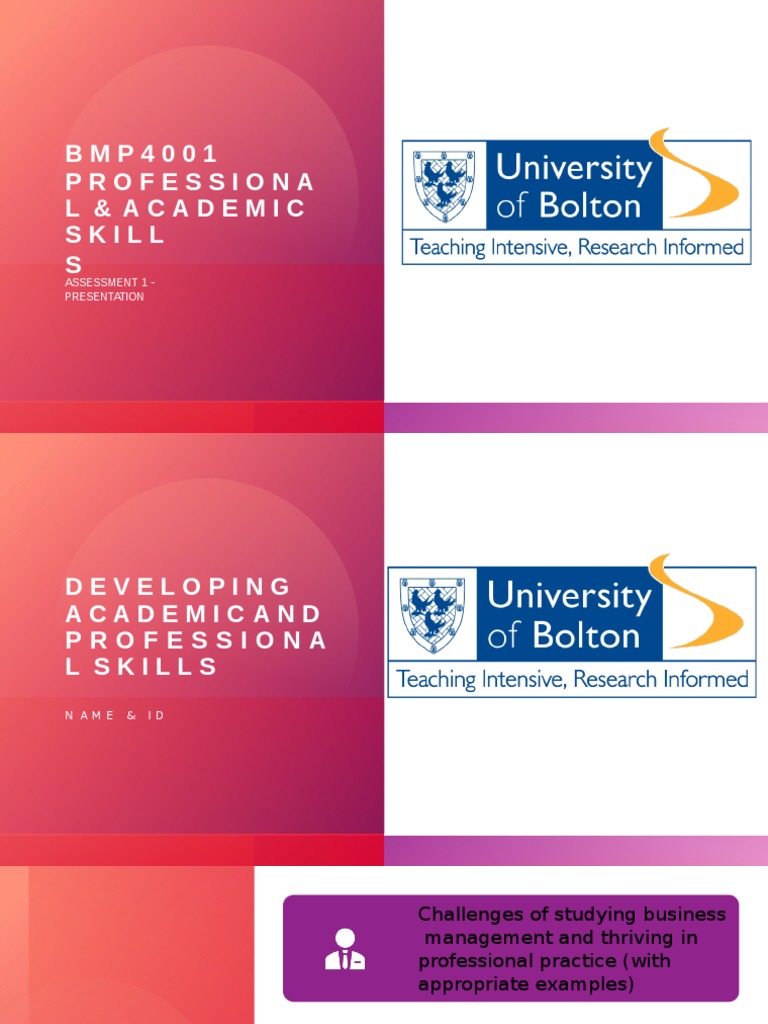 B M P 4 0 0 1 Professiona L &academic Skill S: Assessment 1 - Presentation | PDF | Psychology ...