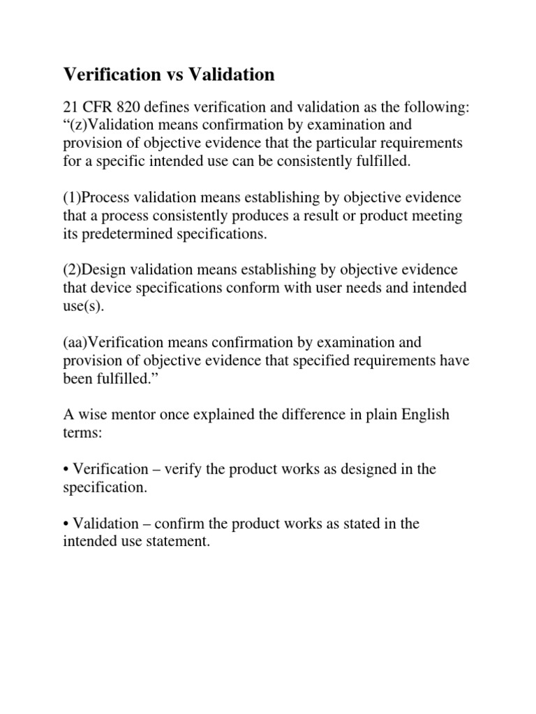 Verification Vs Validation | PDF