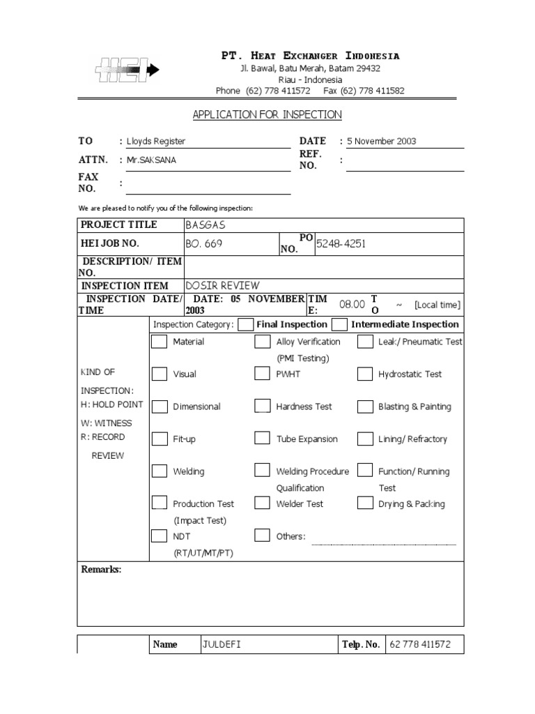 Application Inspection | PDF | Applied And Interdisciplinary Physics ...