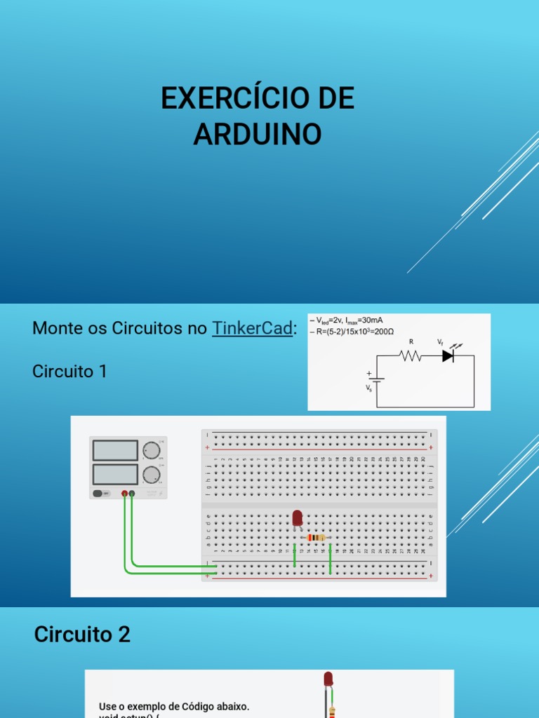Exercicios de Arduino | PDF | Métodos y materiales de enseñanza | Informática