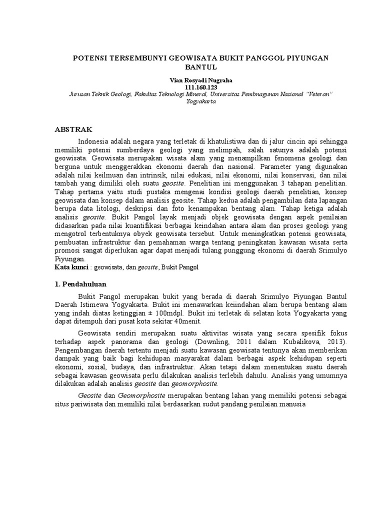 Potensi Geowisata Bukit Pangol Bantul | PDF | Ilmu Sosial | Sains ...