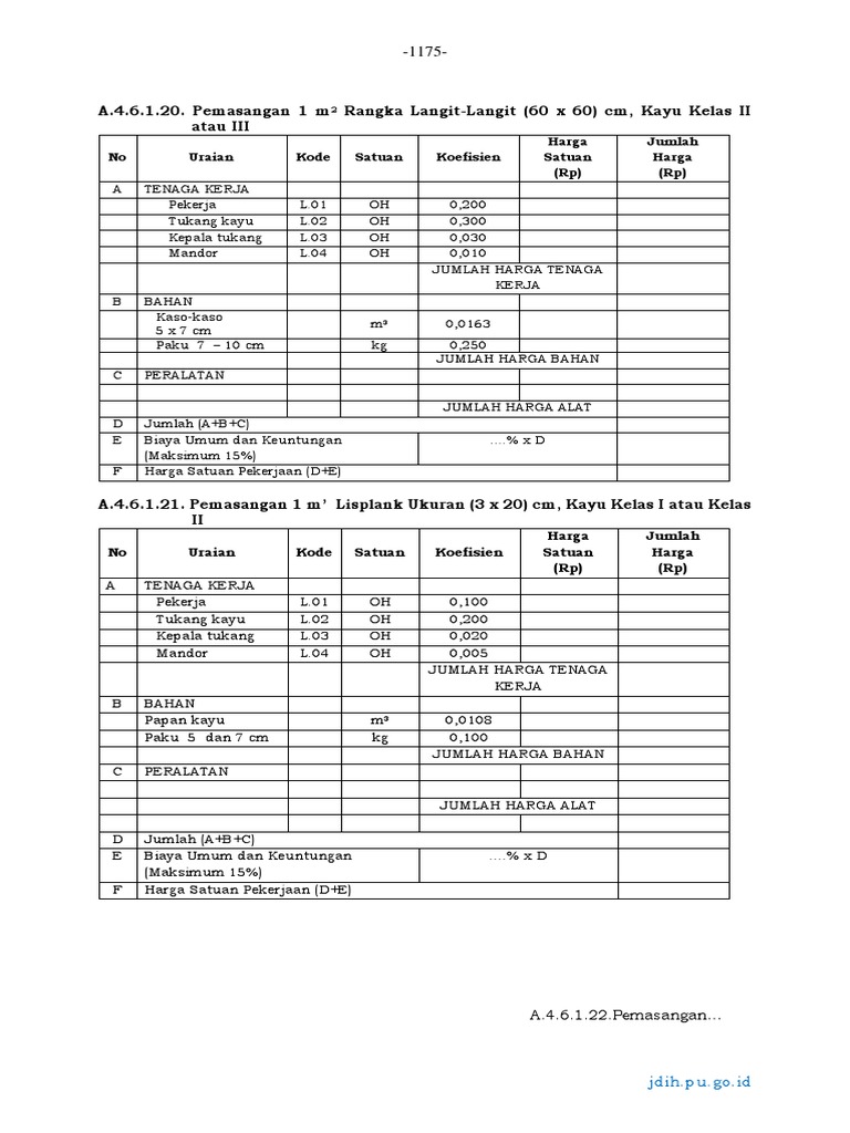 Analisa Plafond | PDF