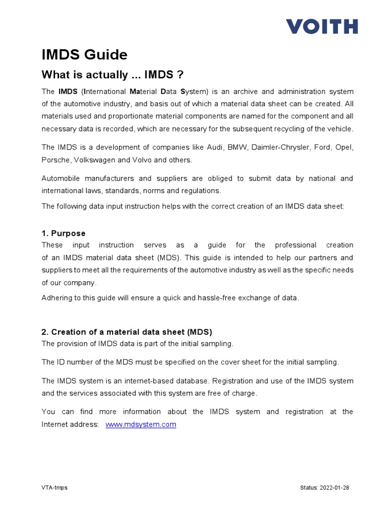 IMDS Material Data Sheet Creation Guide | PDF