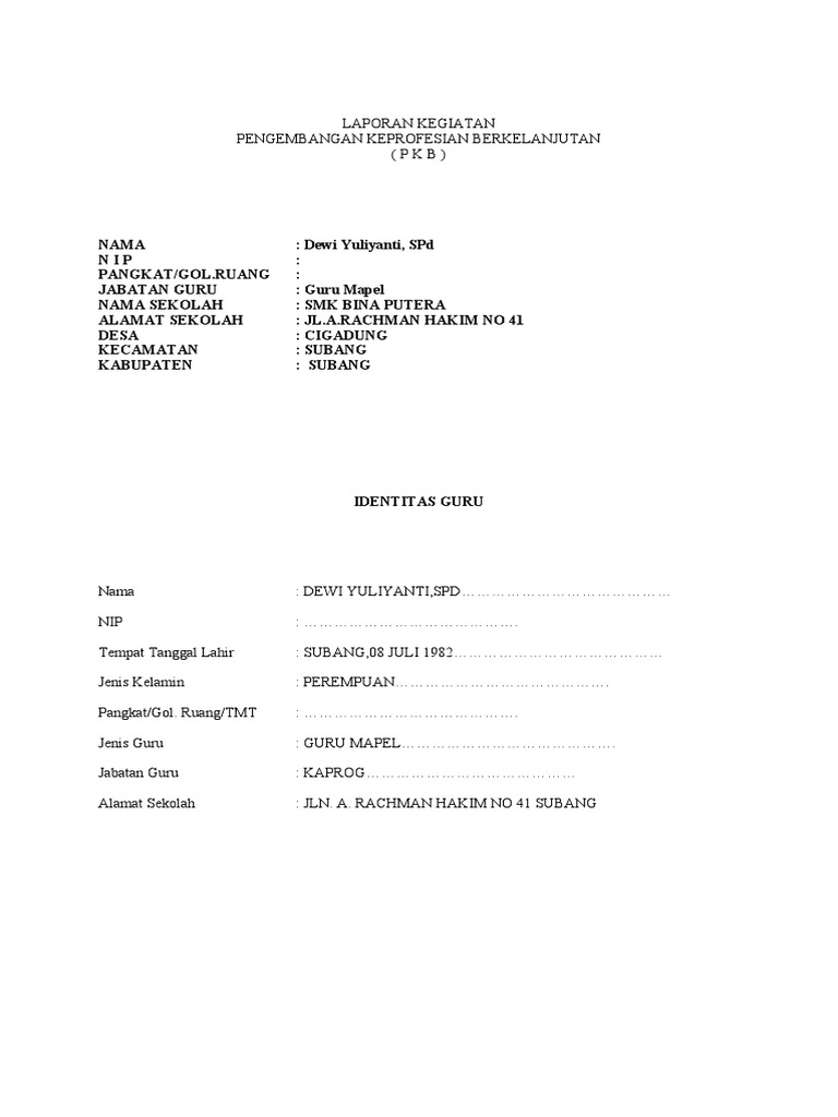 Contoh Laporan PKB | PDF | Karier & Perkembangan