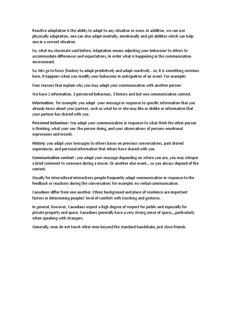 Reactive Adaptation Is The Ability To Adapt To Any Situation or Issue | PDF