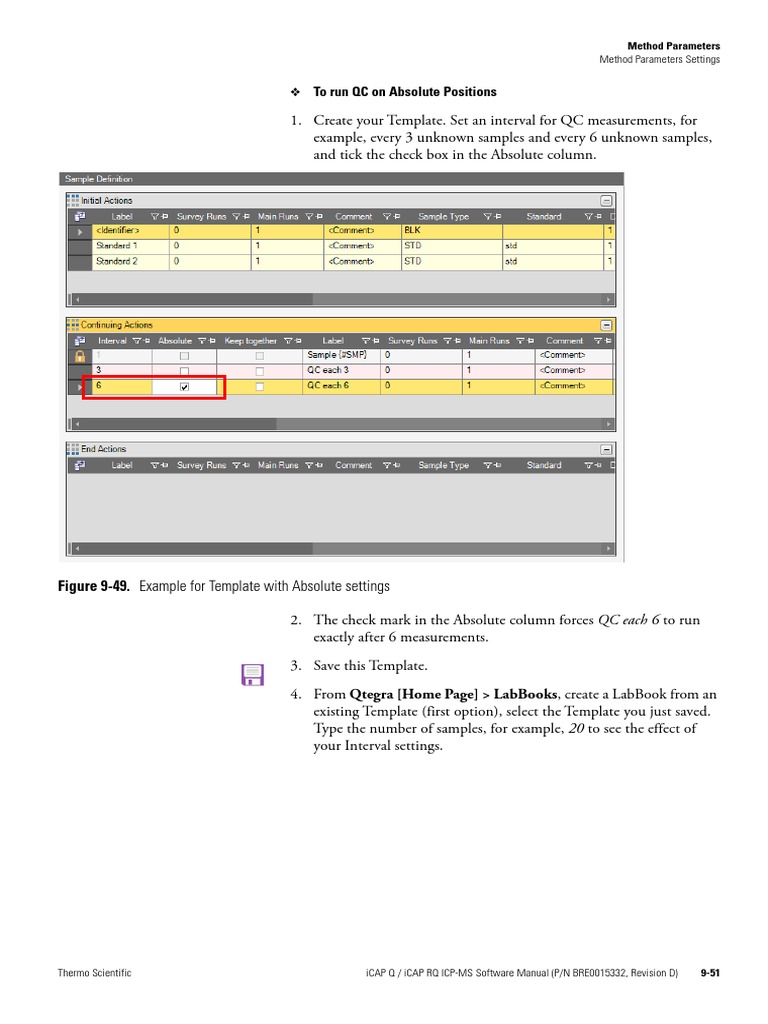 To Run QC On Absolute Positions: Figure 9-49. Example For Template With ...