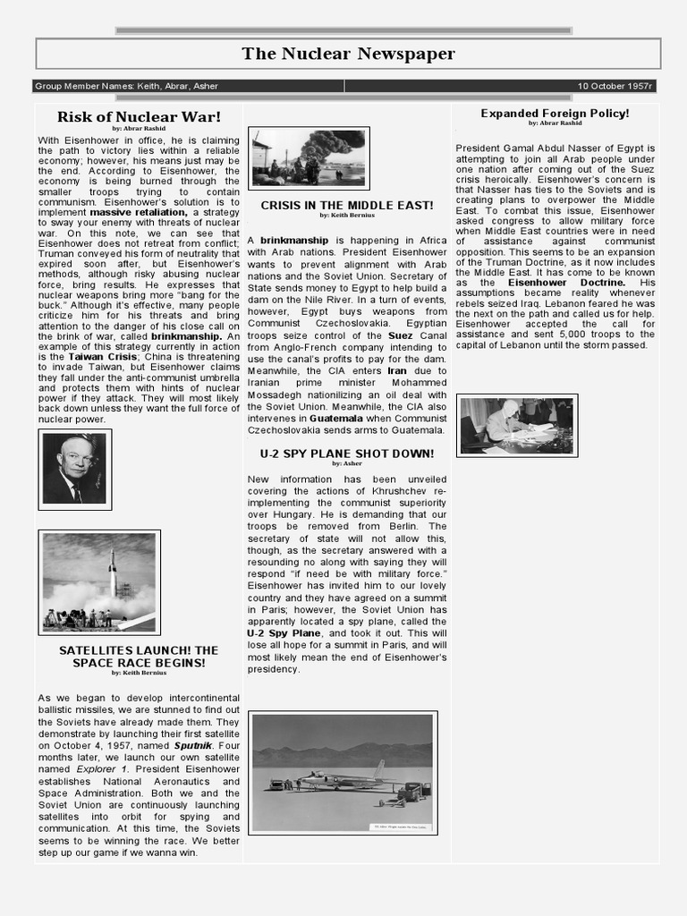 Eisenhower Cold War Policies Newspaper | PDF | Satellite | Dwight D ... Eisenhower Cold War Policies Newspaper | PDF | Satellite | Dwight D ...
