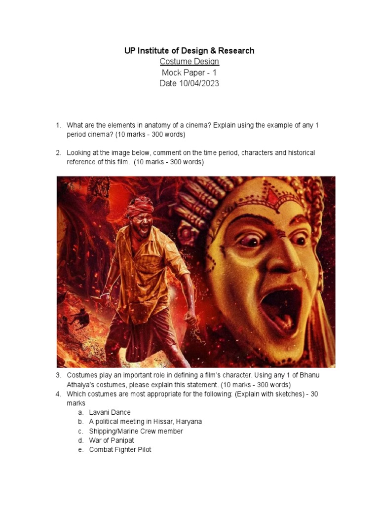 Costume Design Mock Paper Analysis | PDF