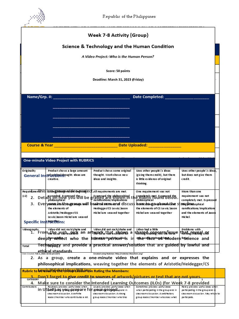 2-Week 7-8 Video Project On Who The Human Person Is-Group | PDF ...