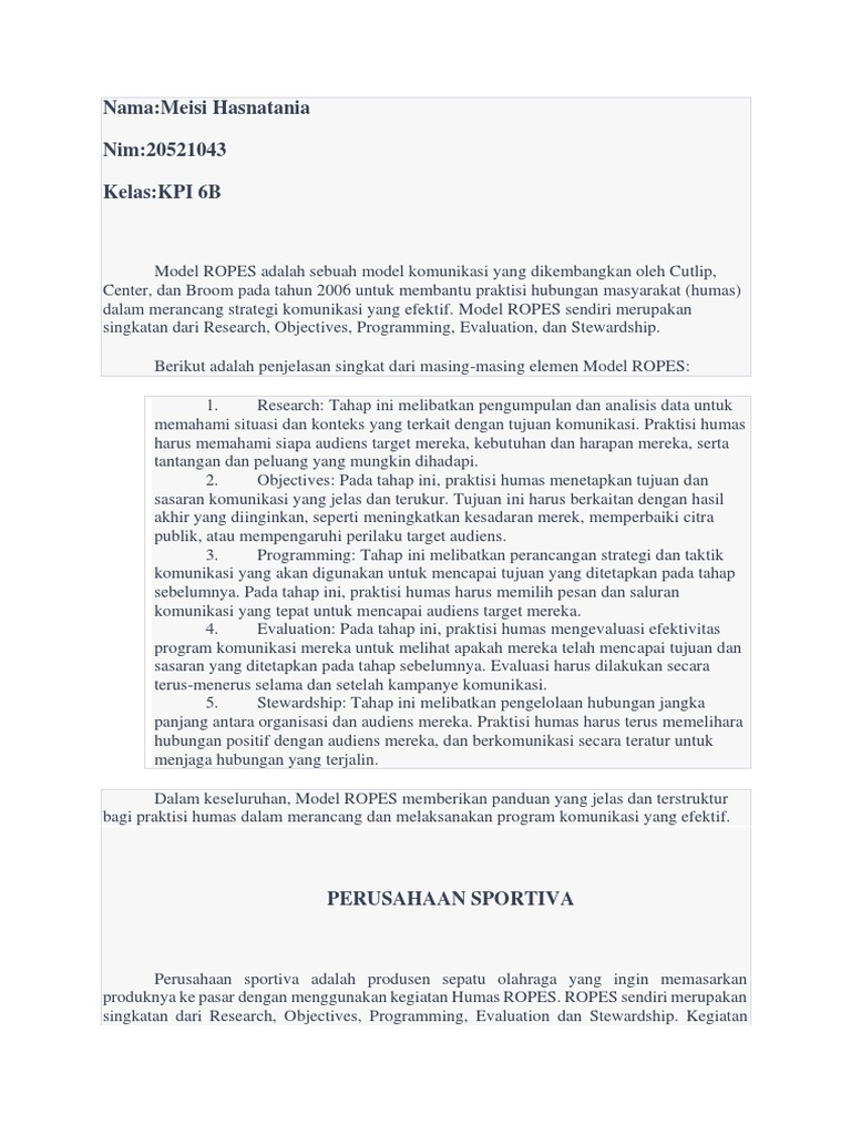 Strategi Humas ROPES untuk Sepatu Olahraga | PDF