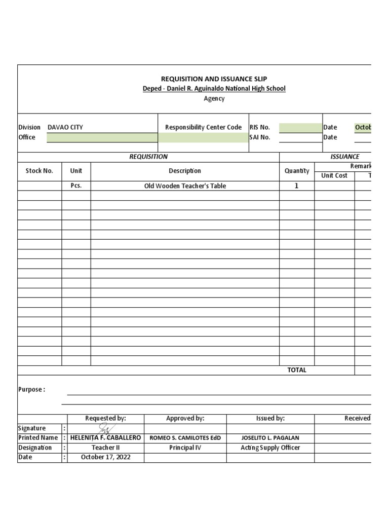 Blank Form For RIS 3 | PDF