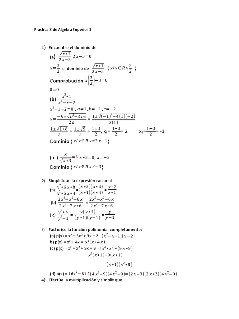 Ejercicios de Álgebra Superior 1 | PDF | Álgebra | Matemáticas