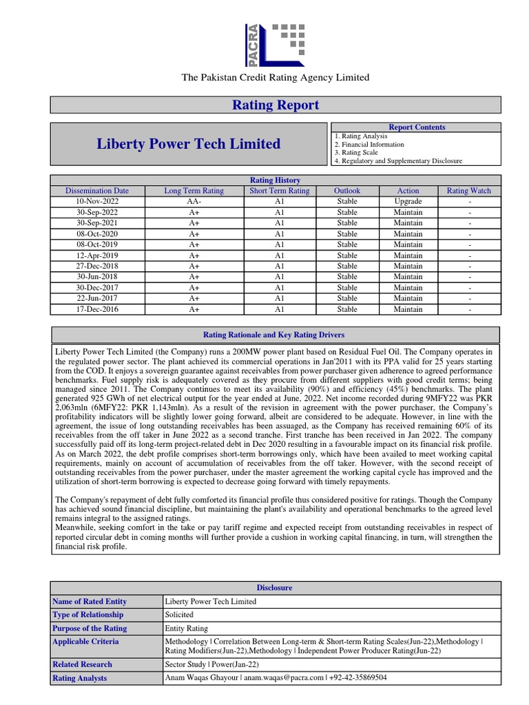 LIberty Power Tech - RR - 74 - 10861 - 10-Nov-22 | PDF | Credit Rating | Debt