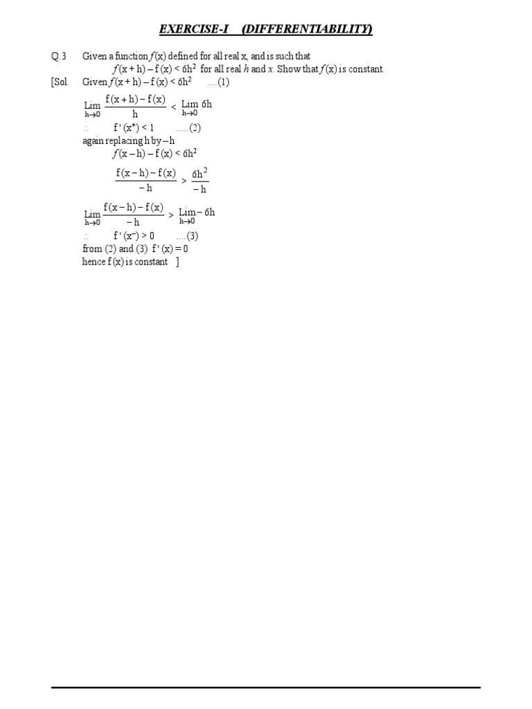 Limit Continuity Derivability of Function (DERIVABILITY) (Sol) | PDF ... Limit Continuity Derivability of Function (DERIVABILITY) (Sol) | PDF ...