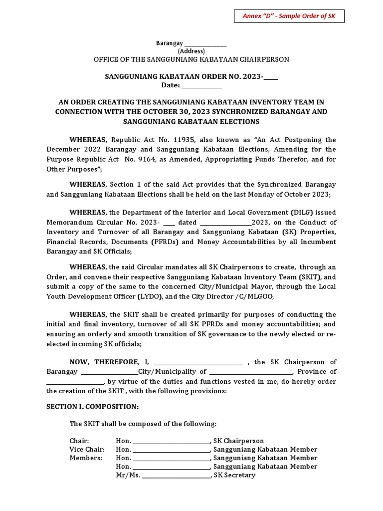 SK Inventory Team Creation Order | PDF | Revenue | Business