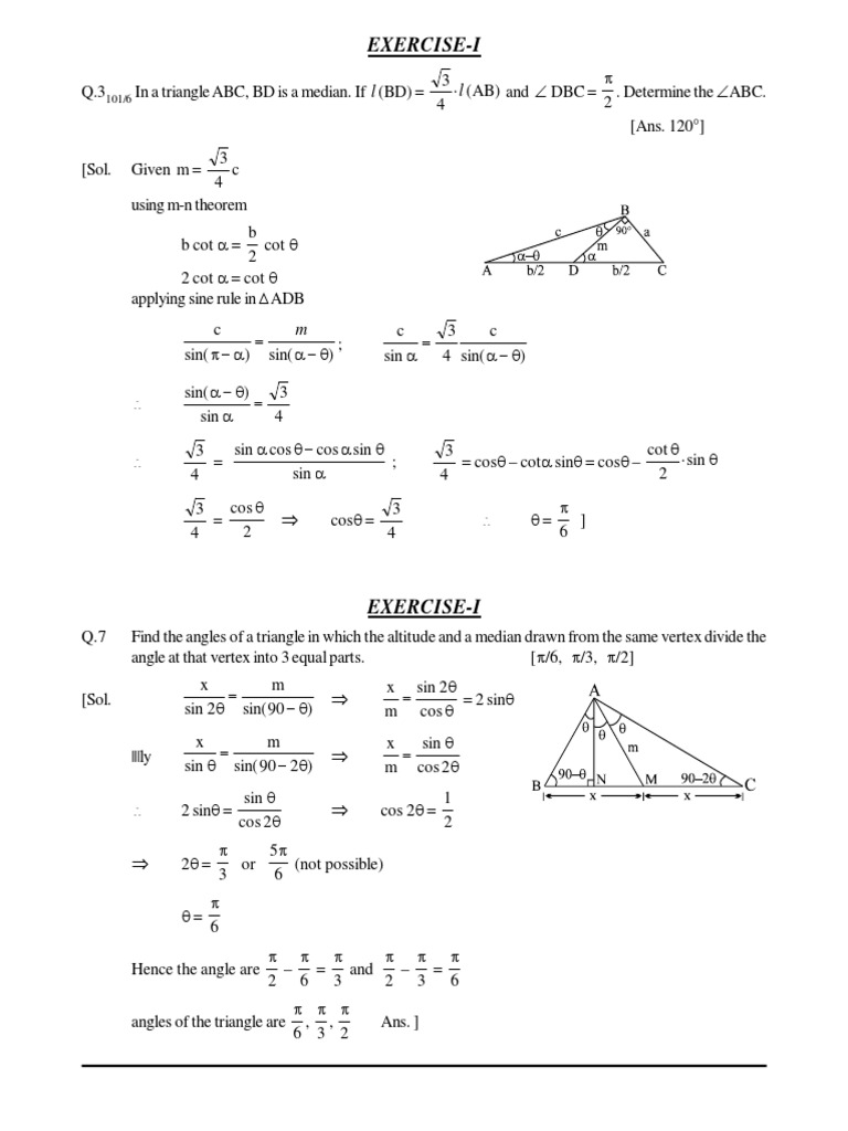 Trig-3 (Solutions of Triangle) (Sol) | PDF | Triangle | Geometric Measurement
