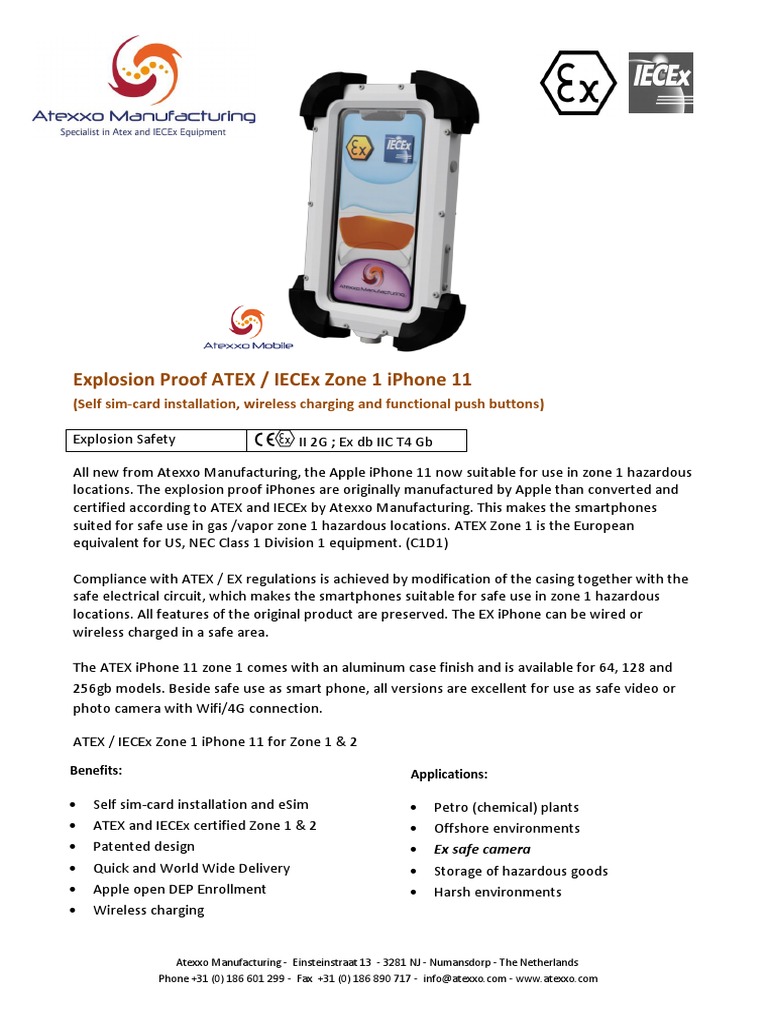 Explosion Proof Atex / Iecex Zone 1 Iphone 11 | PDF | Smartphone | I Phone