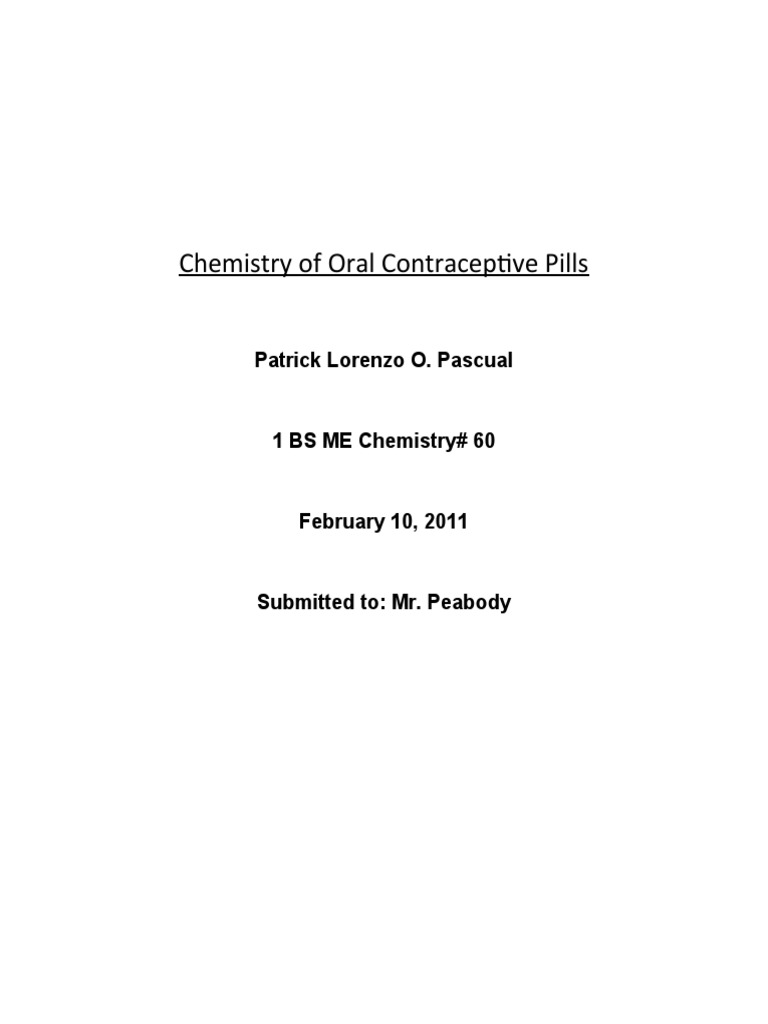 Chemistry of Oral Contraceptive Pills | PDF | Combined Oral ...