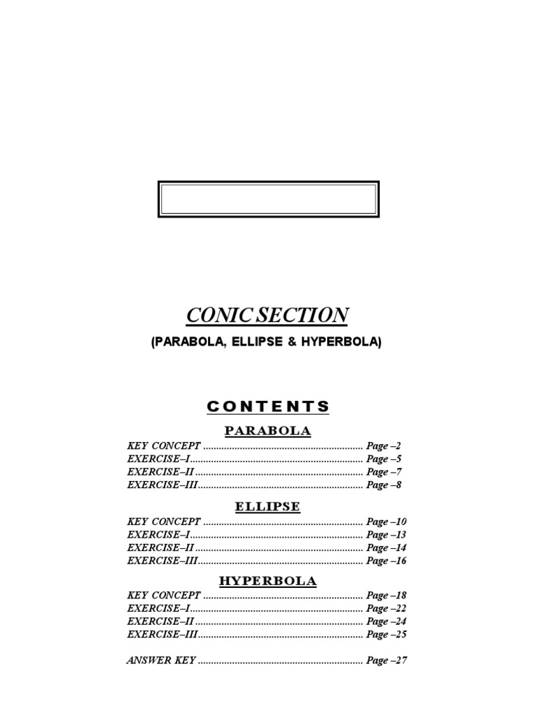 Conic Sections: Parabola, Ellipse, Hyperbola | PDF | Ellipse ...