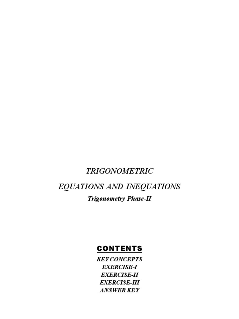 Trig-2 (Trigonometric Equations & Inequations) | Download Free PDF ...