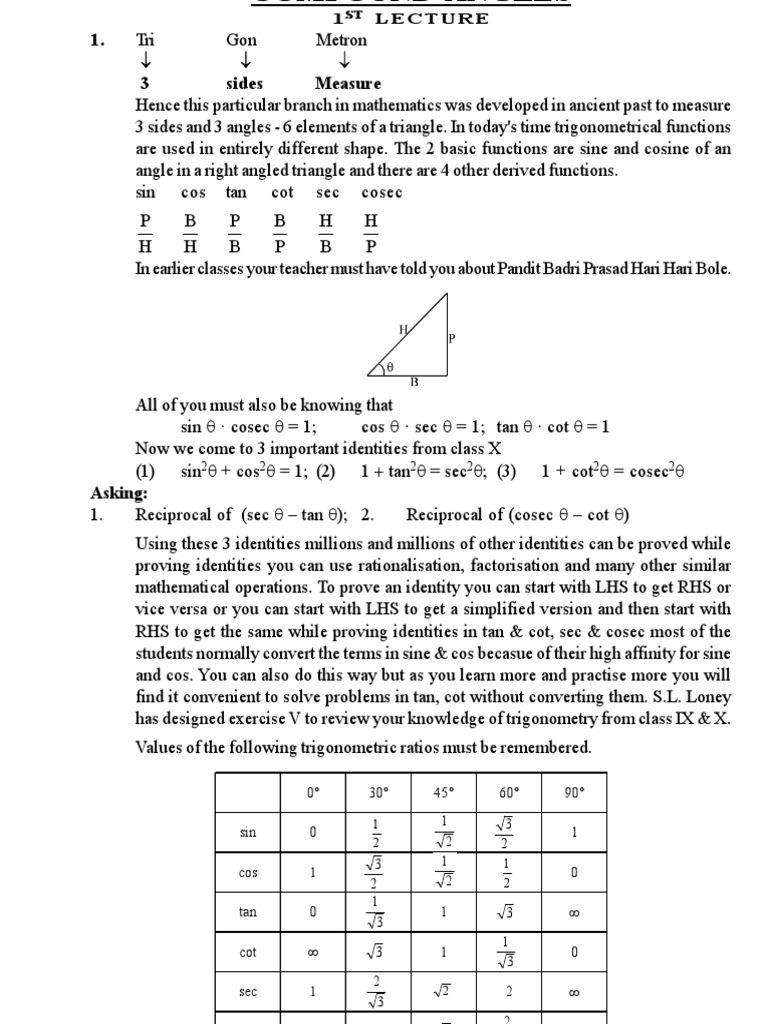 Trig1 Compound Angles Tn Pdf Trigonometric Functions Triangle