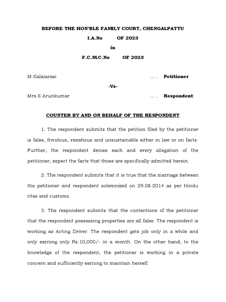 Dilliraj - Arun Counter Interim Maintenance | PDF | Law