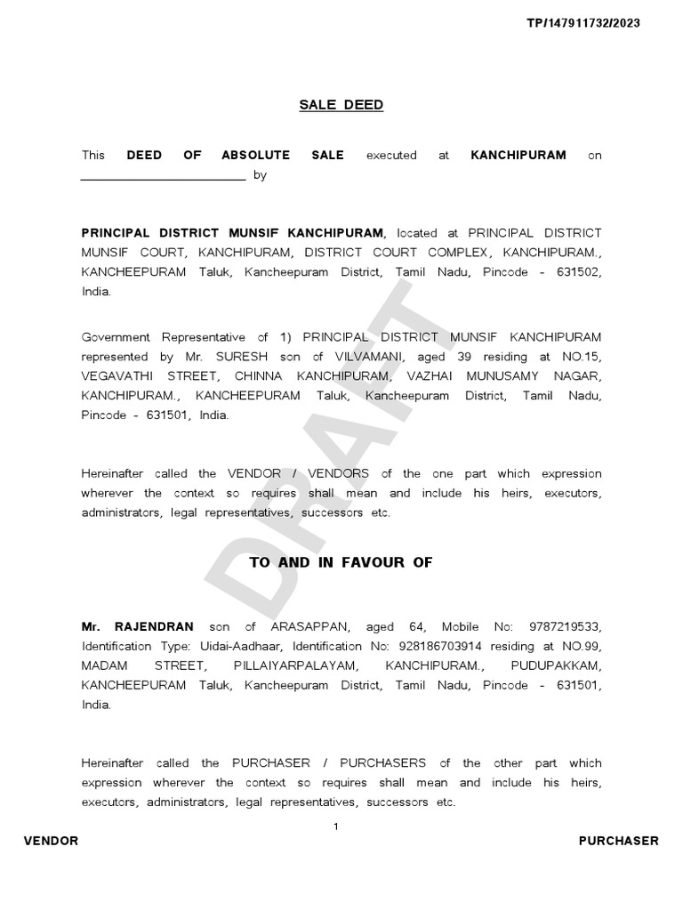 Adv Lakshmipathi - Sale Deed | PDF | Civil Law (Legal System) | Private Law