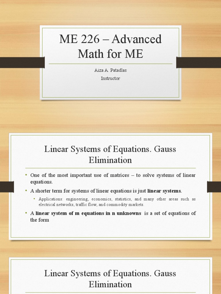 Advanced Math for Engineers | PDF | System Of Linear Equations | Matrix (Mathematics)