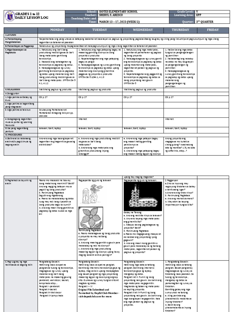 DLL - Epp 5 - Q3 - W5 | PDF