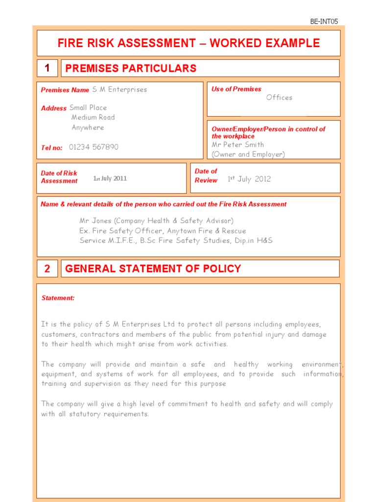 Fire Risk Assessment 2 | PDF | Fire Safety | Occupational Safety And Health