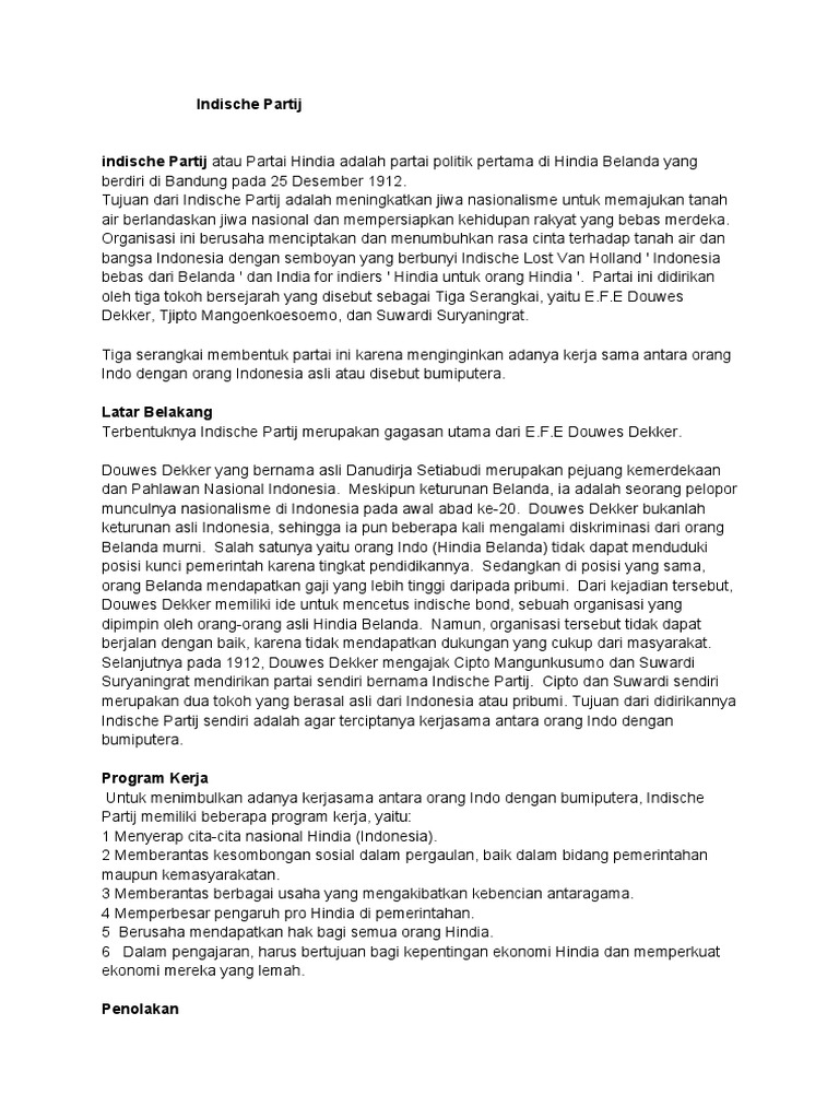 Sejarah Indische Partij | PDF | Politik