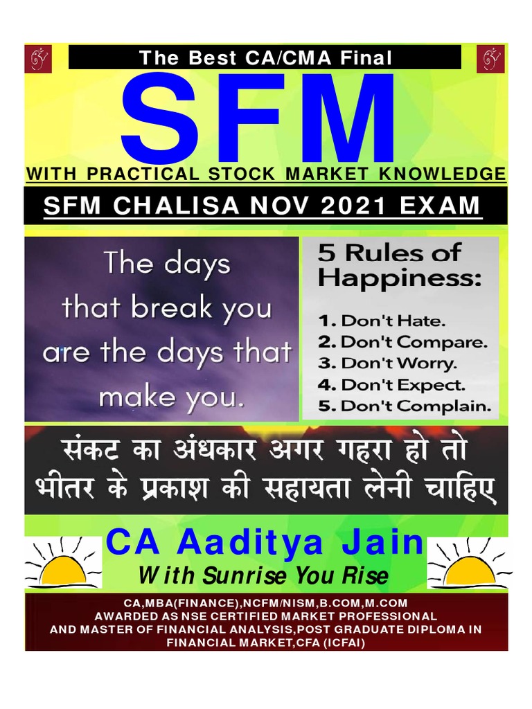 CA Final SFM Chalisa Book by CA Aaditya Jain For Nov 2021 Exam ...