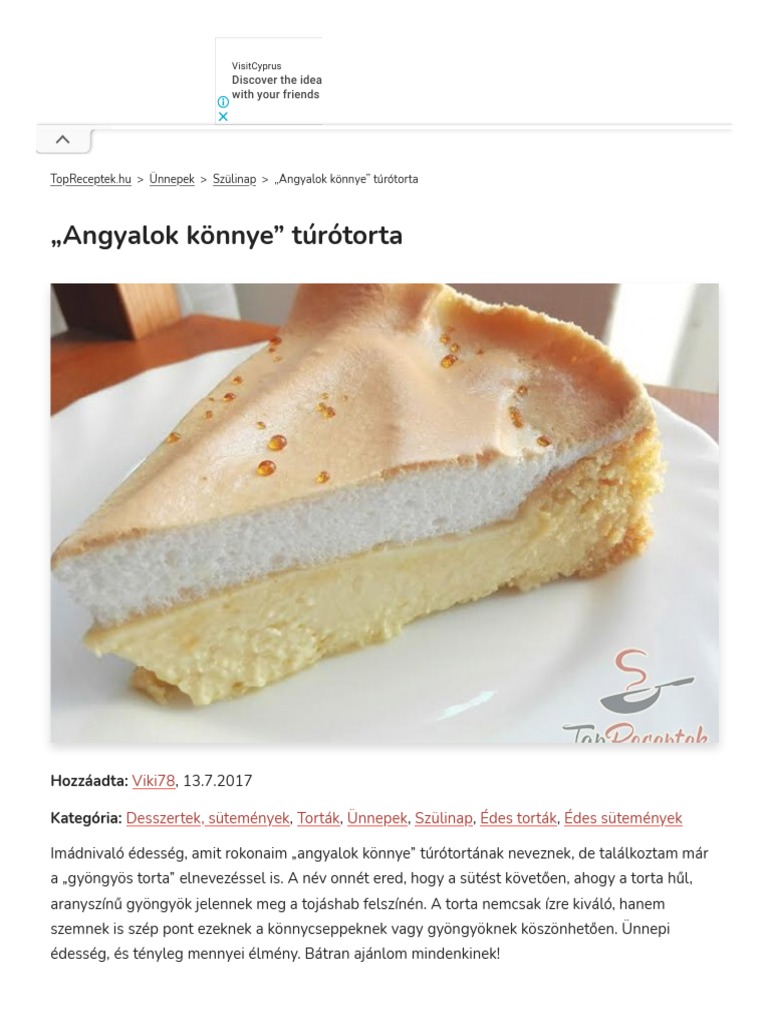 Angyalok Könnye" Túrótorta - TopReceptek - Hu | PDF