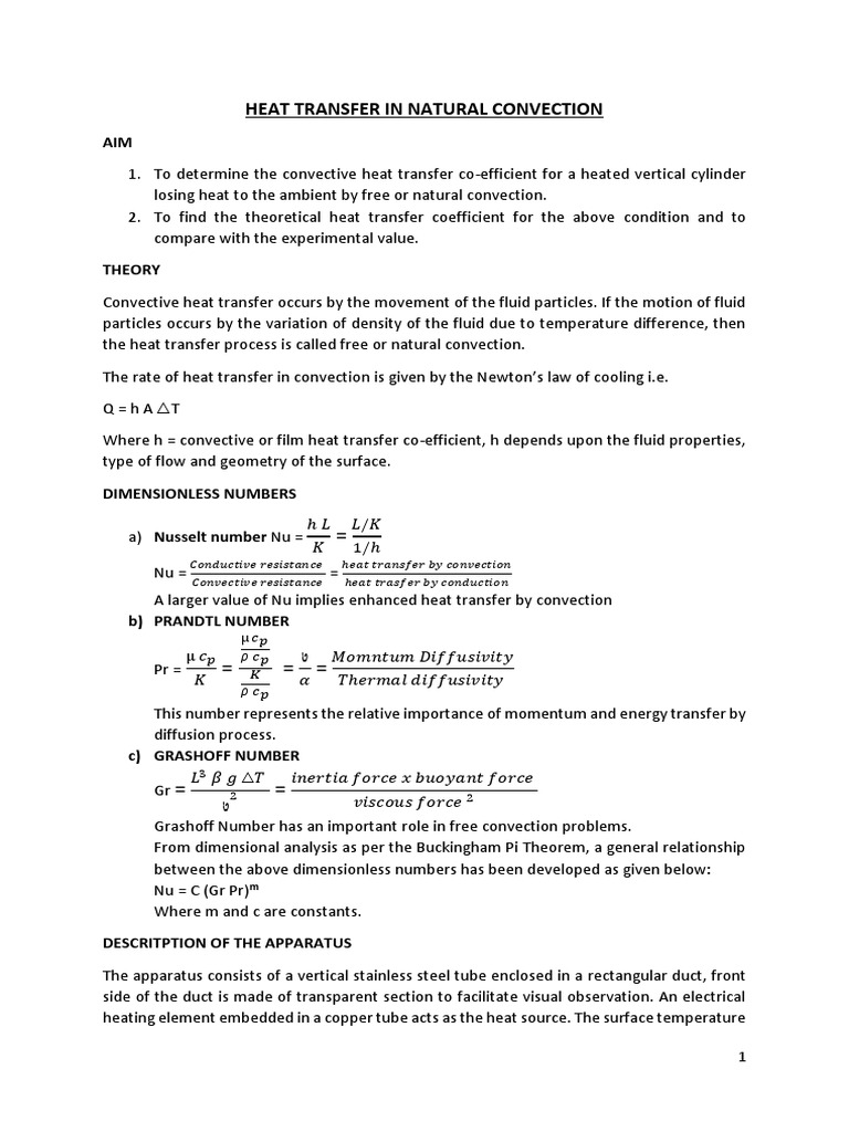 Exp. 2 HEAT TRASFER IN NATURAL CONVECTION | PDF | Heat Transfer | Convection